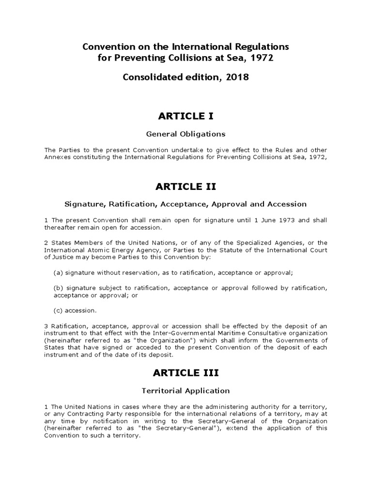 COLREGs Consolidated Edition 2018 | PDF | Traffic | Radar