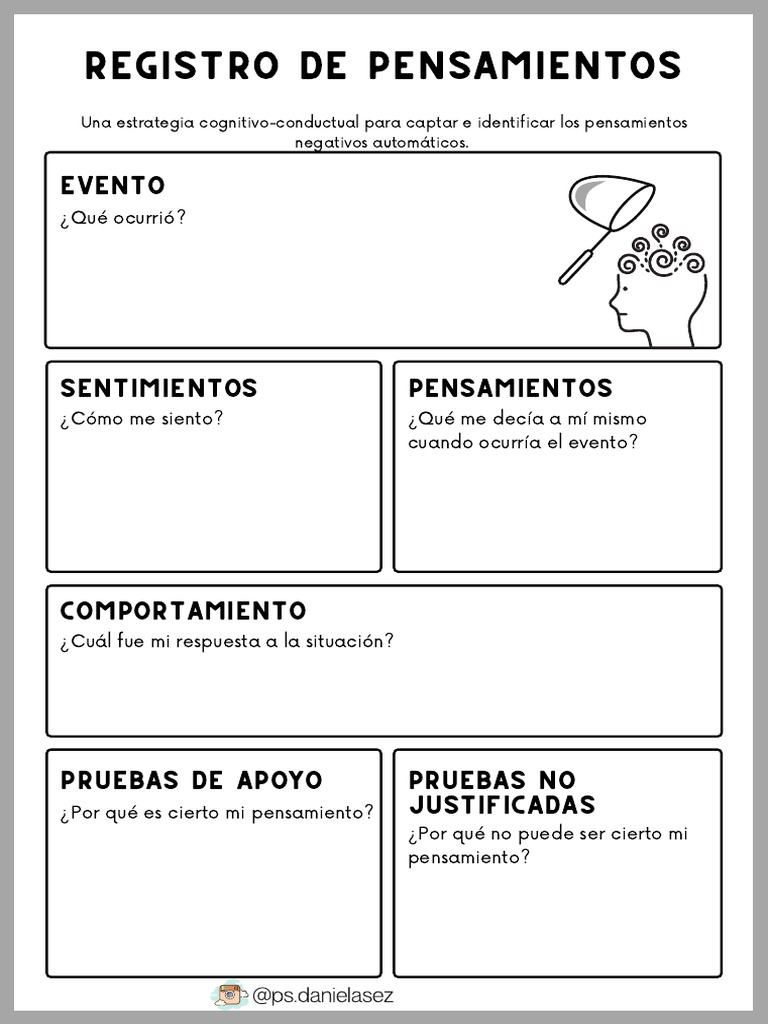 Hoja De Trabajo Para El Registro De Pensamientos De La Terapia ...