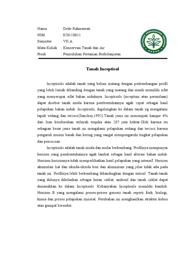 Tanah Inceptisol | PDF