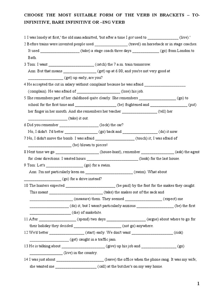 To-Inf - Ing Bare Infinitive | PDF