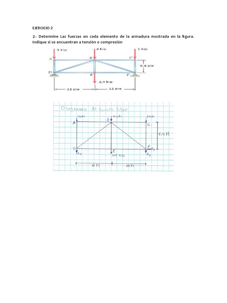 Ejercicio 2 Estatica Armaduras | PDF