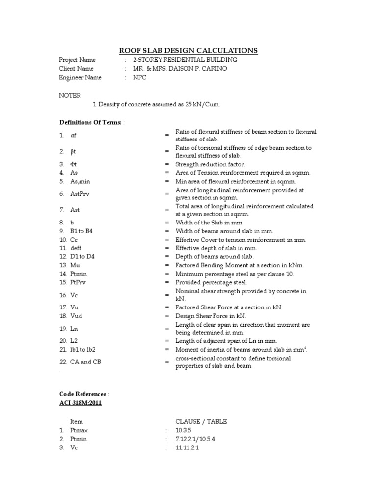 3 Slab Design Calculations | PDF | Beam (Structure) | Bending