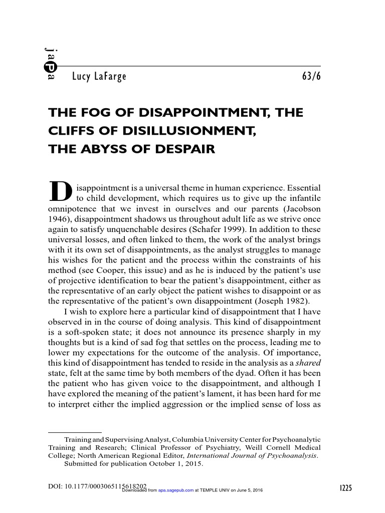 The Fog of Disappointment, The Cliffs of Disillusionment, The Abyss of ...