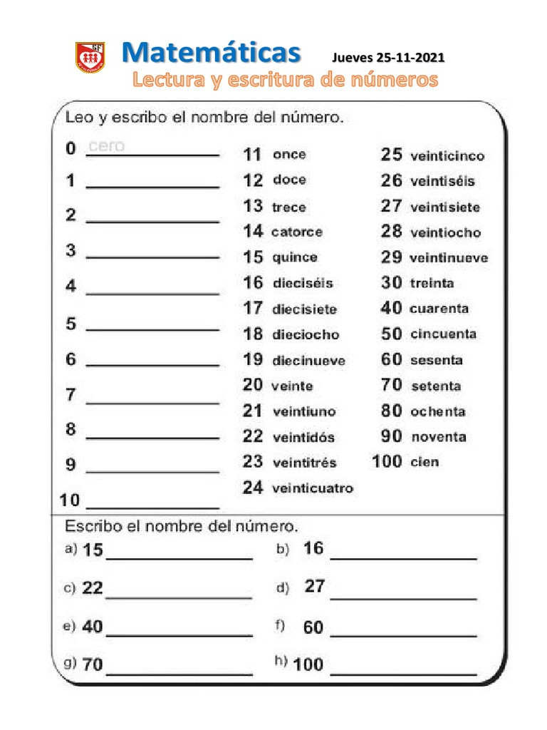 Leo y Escribo Números | PDF