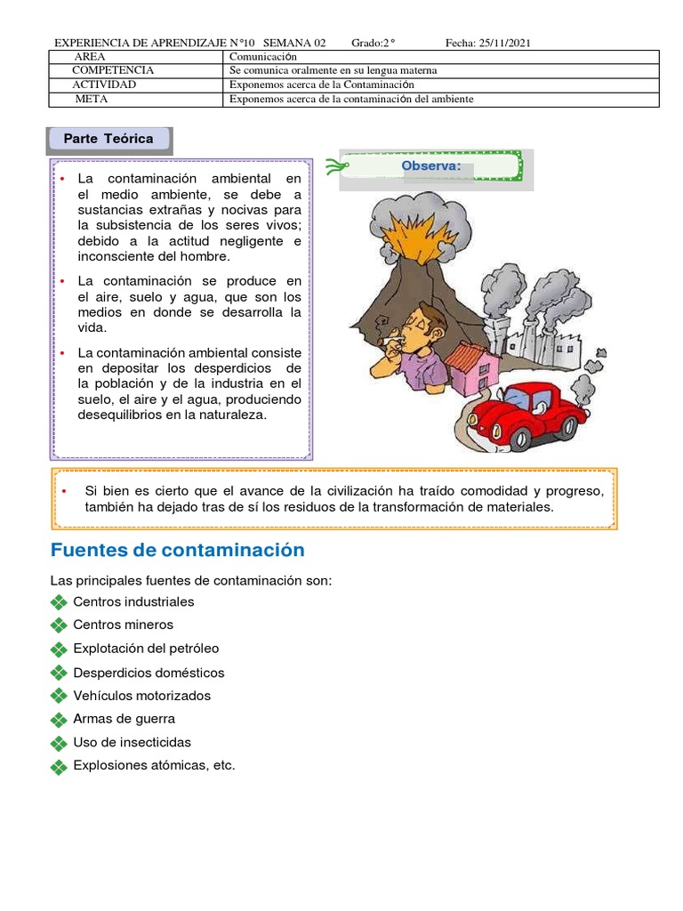 Fichas De Trabajo Sobre La Contaminacion Del Aire Para Niños