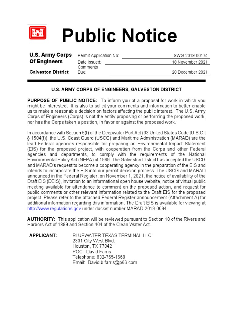 USACE Public Notice | PDF | Environmental Impact Assessment | Water