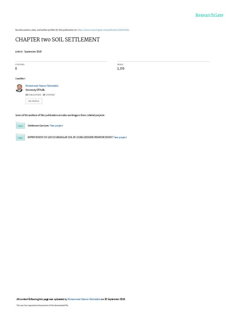 Chapter Two Soil Settlement: September 2019 | PDF | Materials | Solid ...