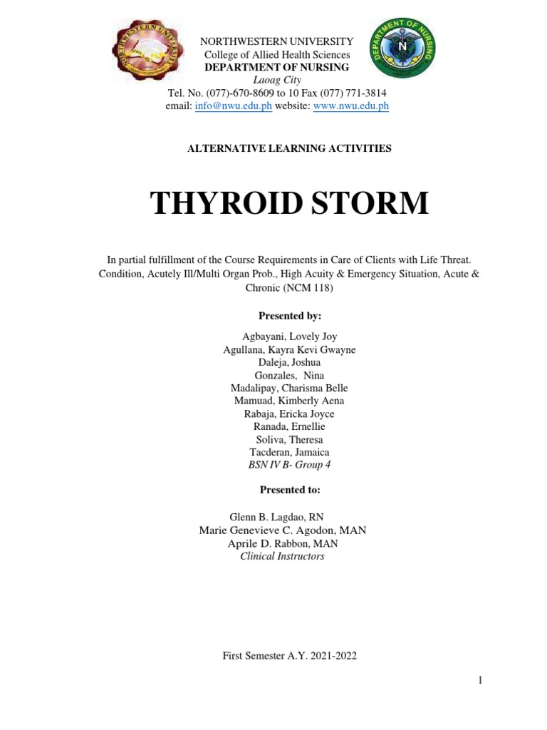 Group 4 Thyroid Storm ALA | PDF | Hyperthyroidism | Blood Plasma