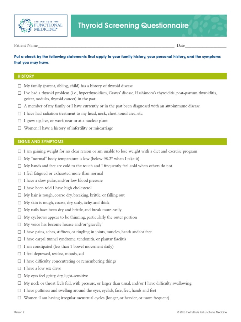 Thyroid Screening Questionnaire BRFINAL v2 | PDF