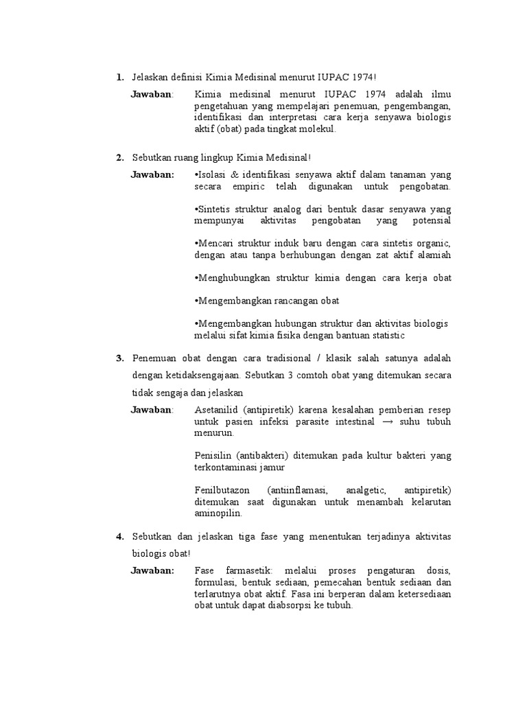 Jelaskan Definisi Kimia Medisinal Menurut IUPAC 1974 | PDF