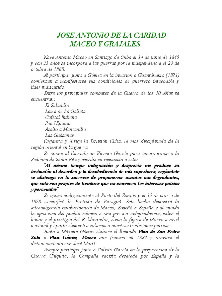Antonio Maceo | PDF | Cuba | Relaciones Cuba-Estados Unidos