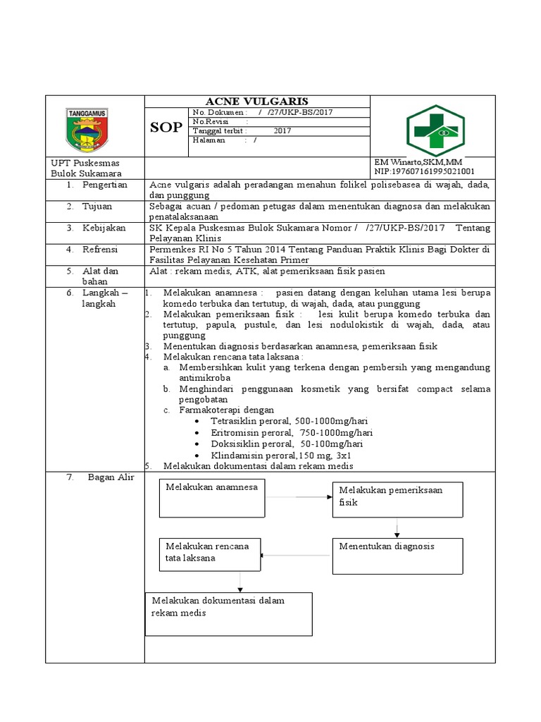 Sop Acne Vulgaris | PDF