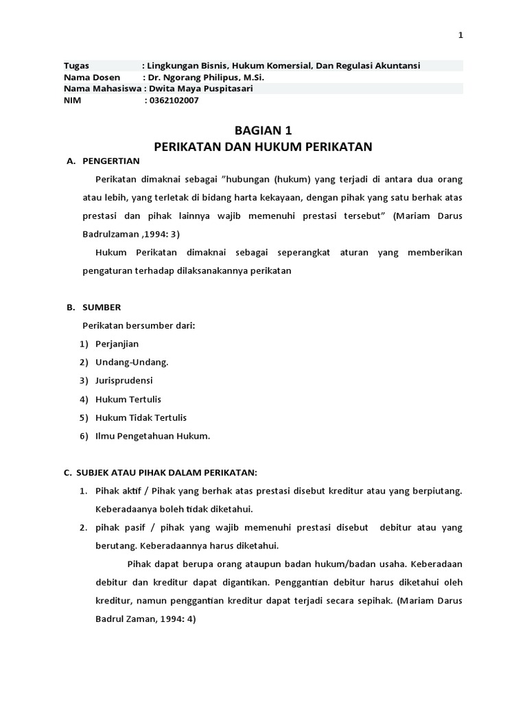 Hukum Perikatan dan Perjanjian Bisnis | PDF