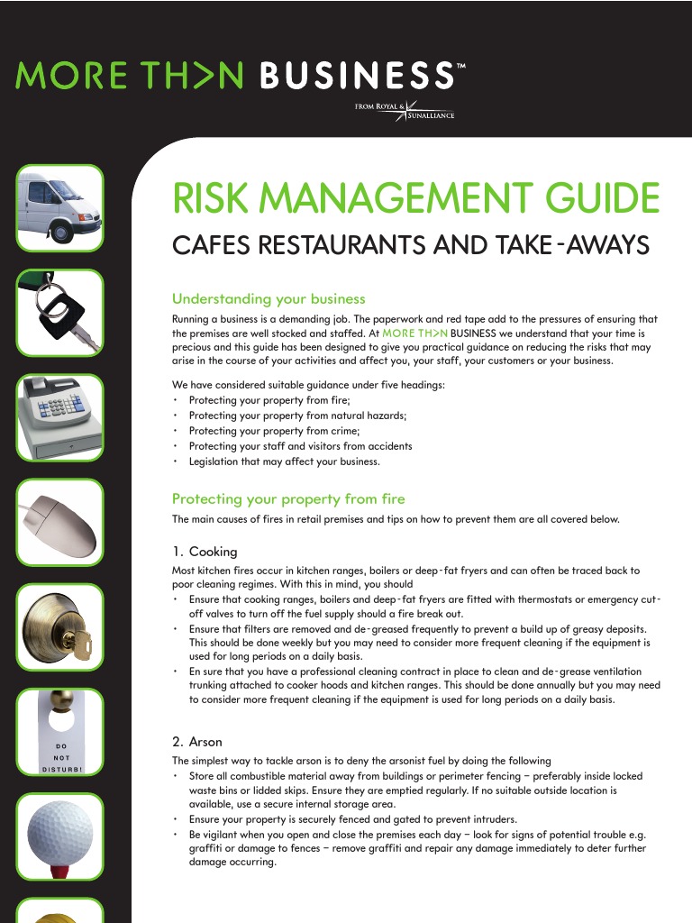 Risk Management Guide: Cafes Restaurants and Take-Aways | PDF ...
