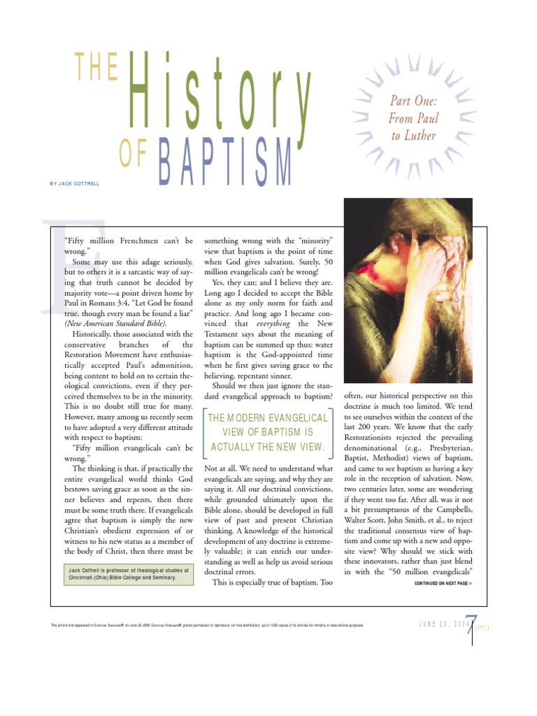 The History of Baptism 1 - Jack Cottrell | PDF | Baptism | Protestantism