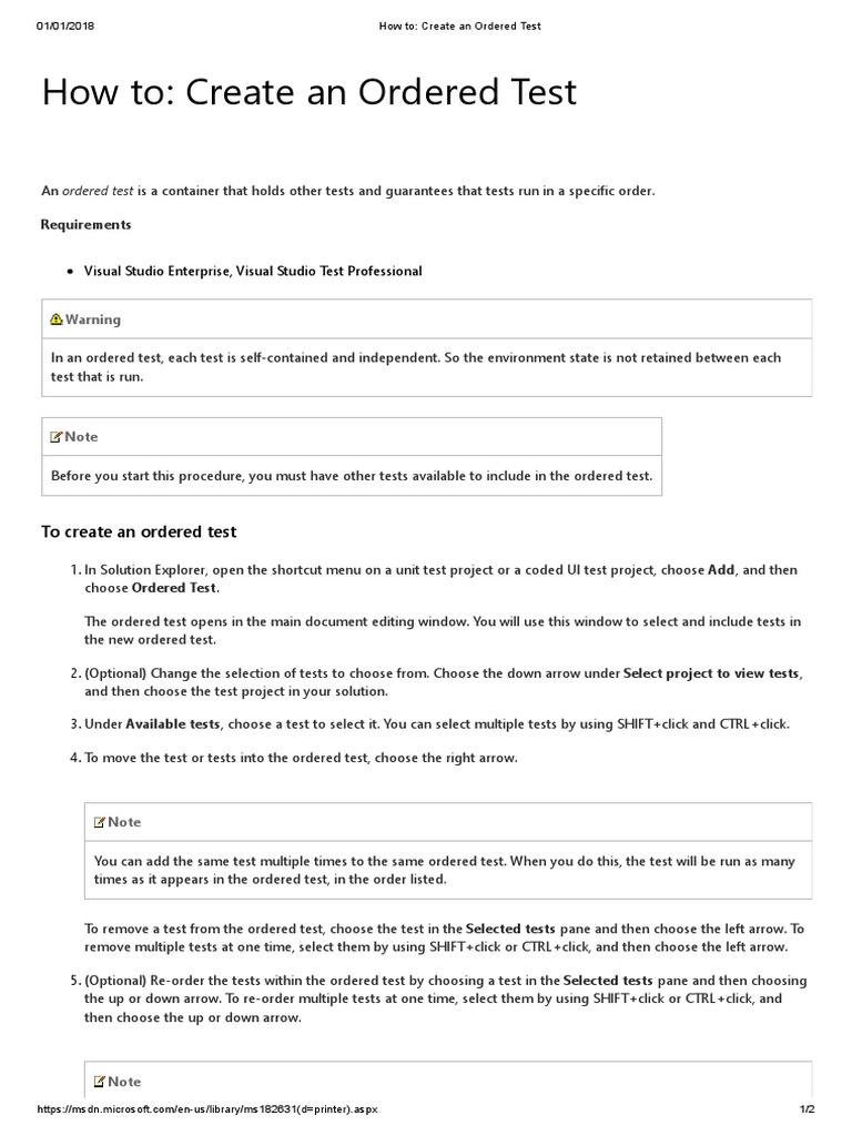How To - Create An Ordered Test | PDF | Microsoft Visual Studio | Software