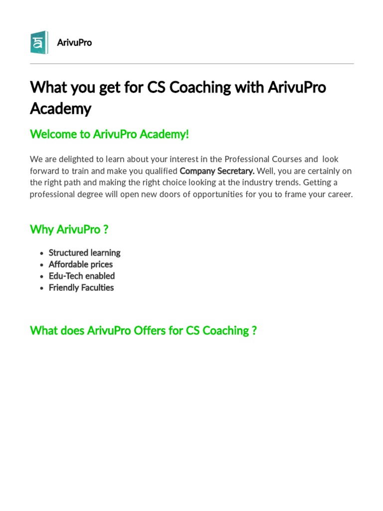 What You Get For Cs Coaching With Arivupro Academy | PDF | Mobile App ...