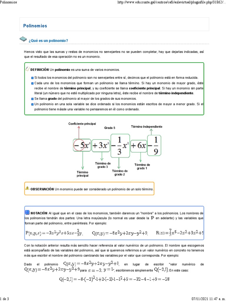 Polinomios | PDF | Análisis matemático | Ciencia computacional