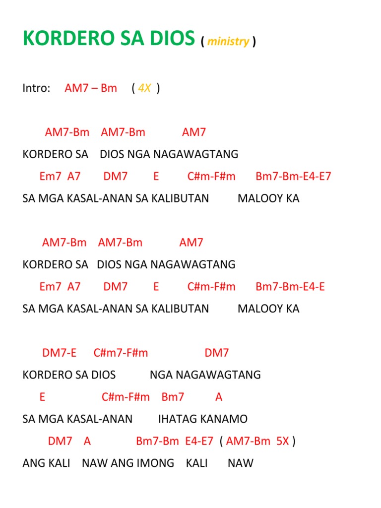 KORDERO SA DIOS Waltz Ministry | PDF