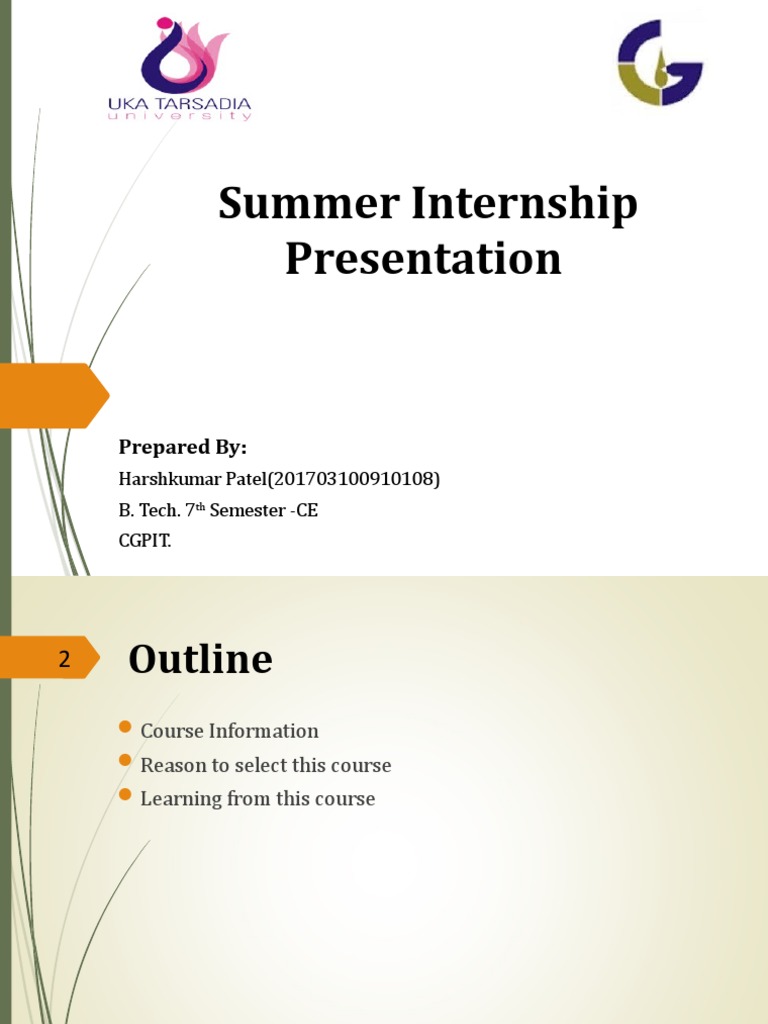 Summer Internship Presentation: Prepared by | PDF | Python (Programming ...