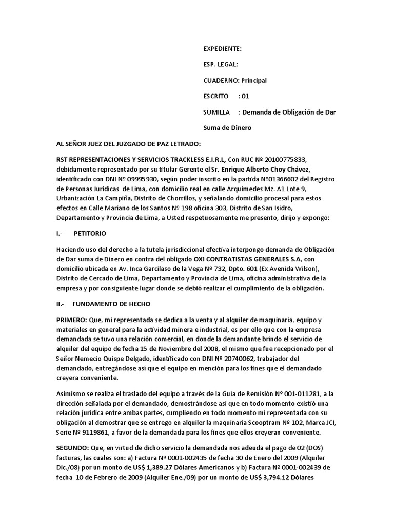 Modelo de Demanda! | PDF | Demanda judicial | Ley procesal