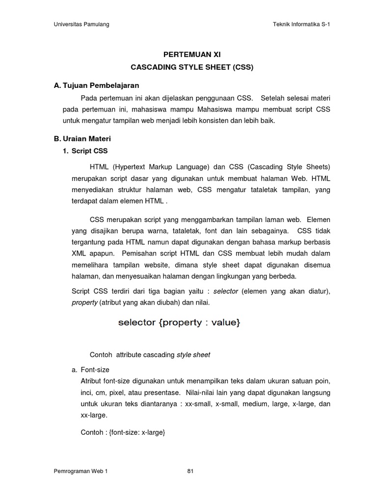 TPL0293 - 11 - Cacading Style Sheet (CSS) | PDF