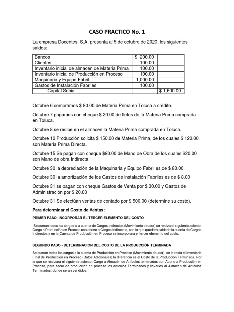 CASO PRACTICO No. 2.1 | PDF | Inventario | Business