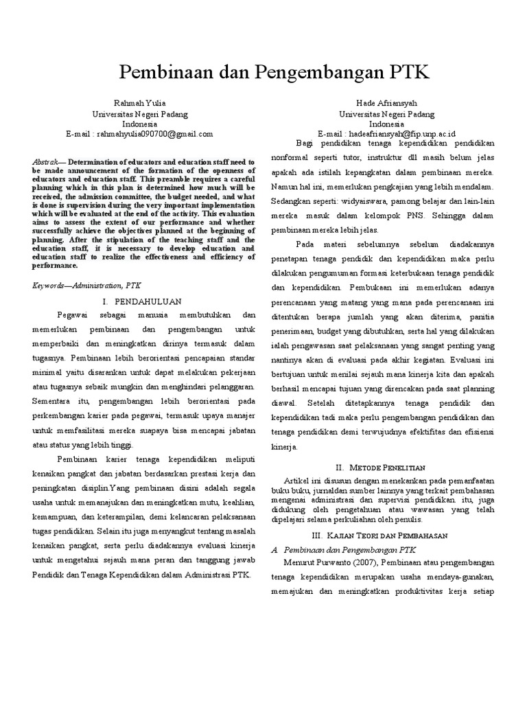 Pembinaan Dan Pengembangan PTK | PDF