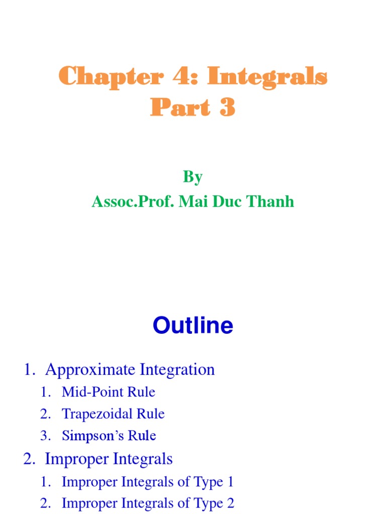 Approximating Integrals and Improper Integrals: Methods and Applications | PDF | Integral ...