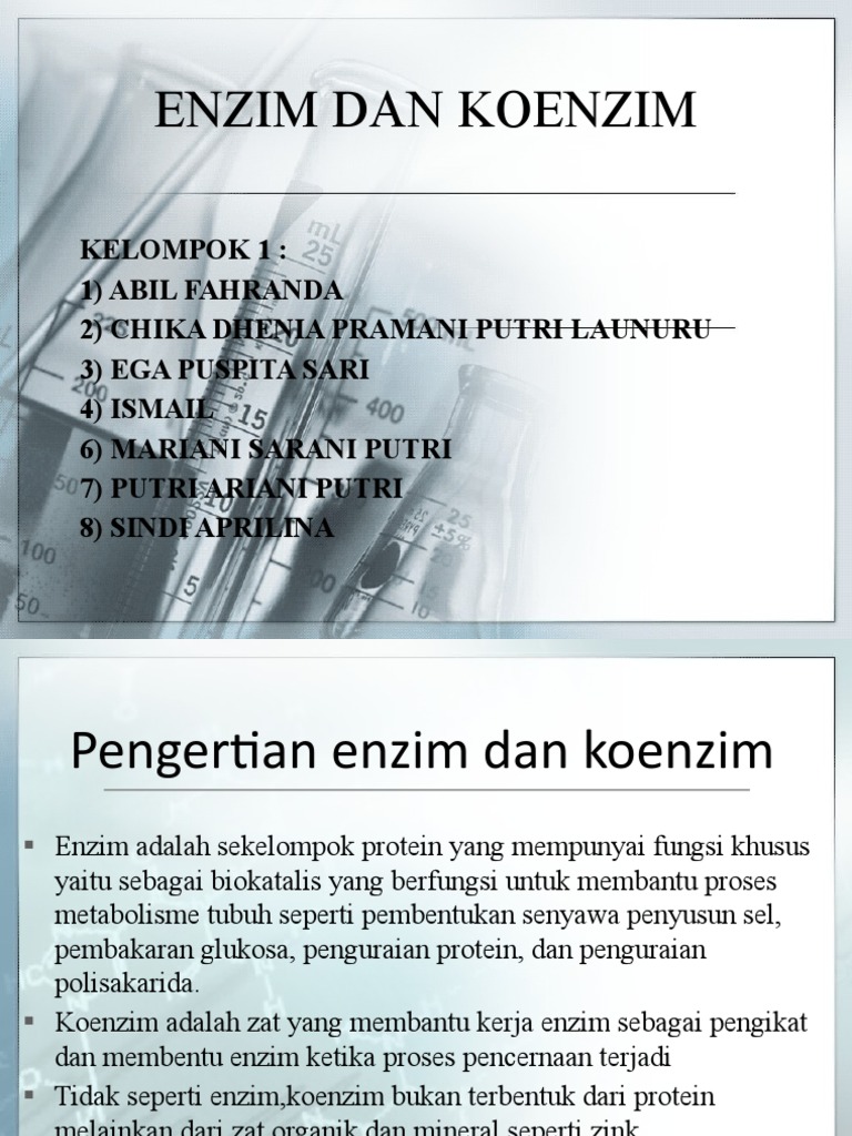 ENZIM DAN KOENZIM Kel 1 Biokimia | PDF