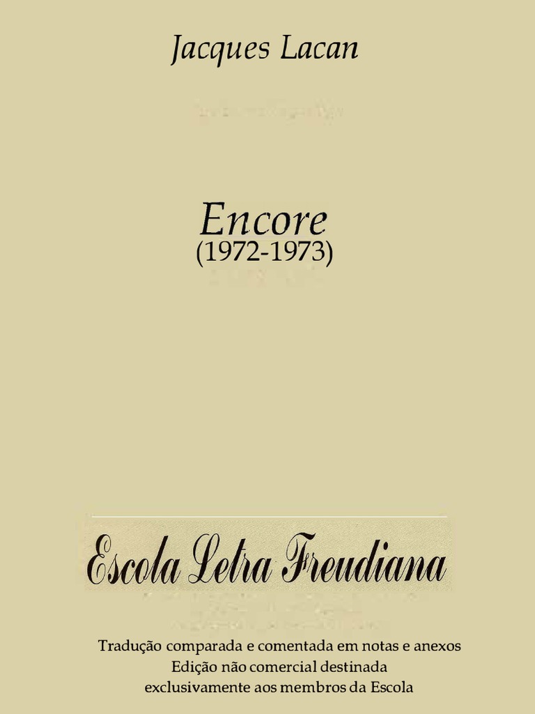 Lacan, J-O Seminário 20 - Mais Ainda - Encore (Letra Freudiana) | PDF ...