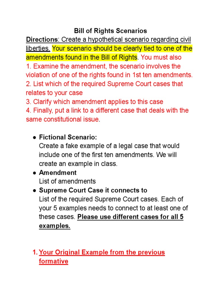 Ap Bill of Rights Scenarios | PDF | United States Bill Of Rights ...