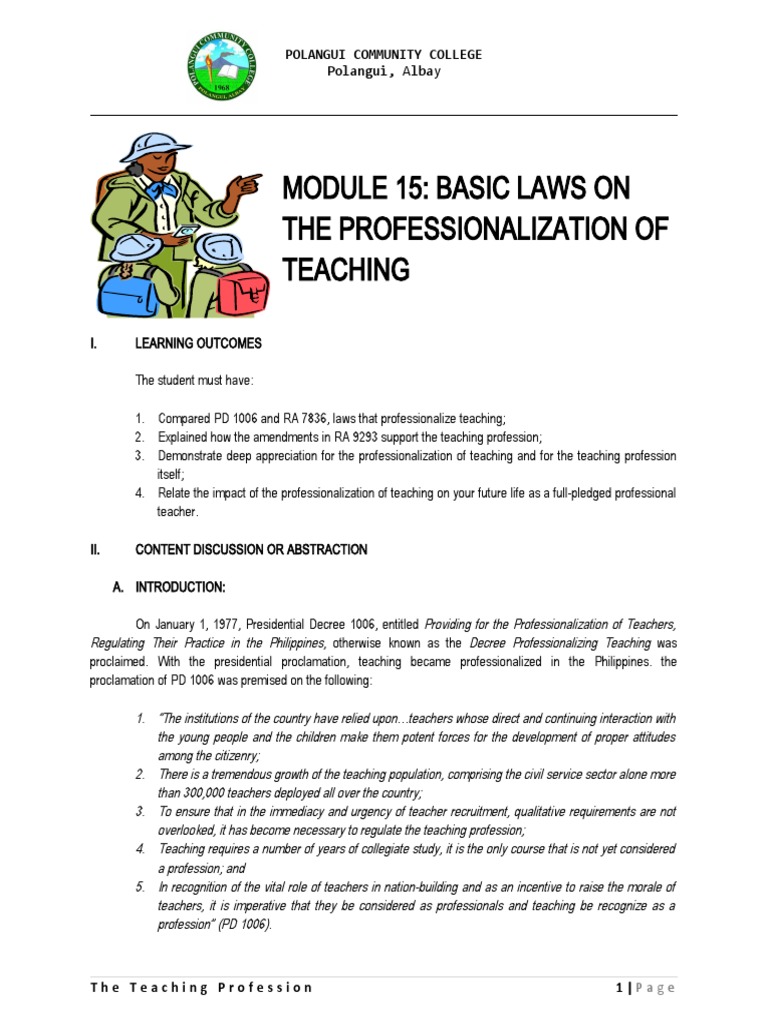 Module 15: Basic Laws On The Professionalization of Teaching | PDF ...