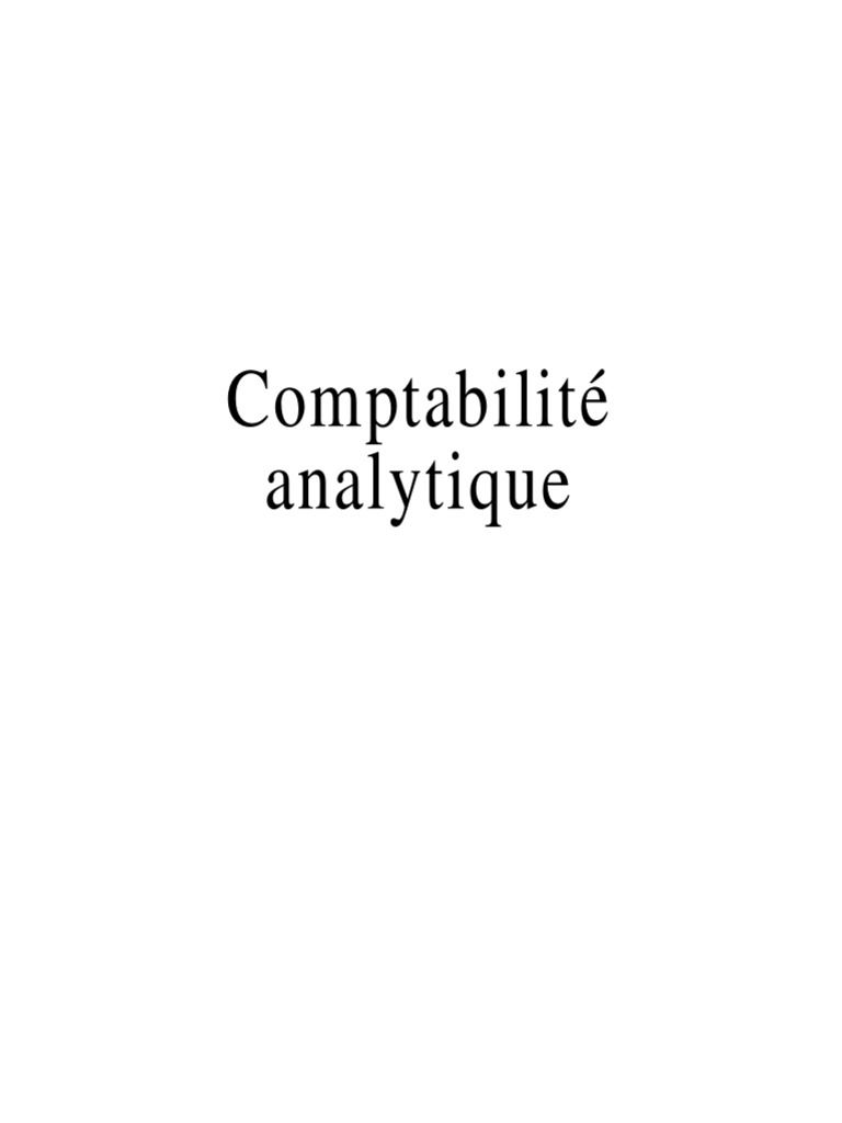 Compta Analytique | PDF | Finance et gestion monétaire