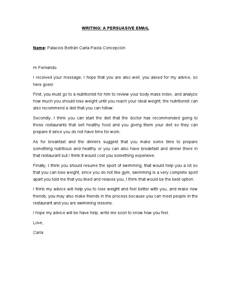 WRITING A Persuasive Email | PDF