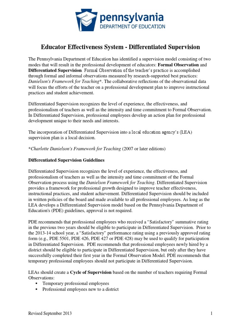 Pennsylvania's Educator Effectiveness System - Differentiated ...