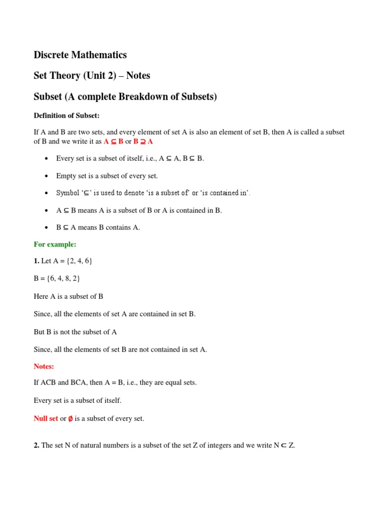 Set Theory - A Complete Breakdown of Subsets | PDF | Set (Mathematics ...