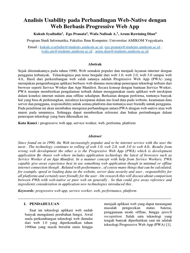 Usability PWA vs Web-Native: Analisis Perbandingan | PDF