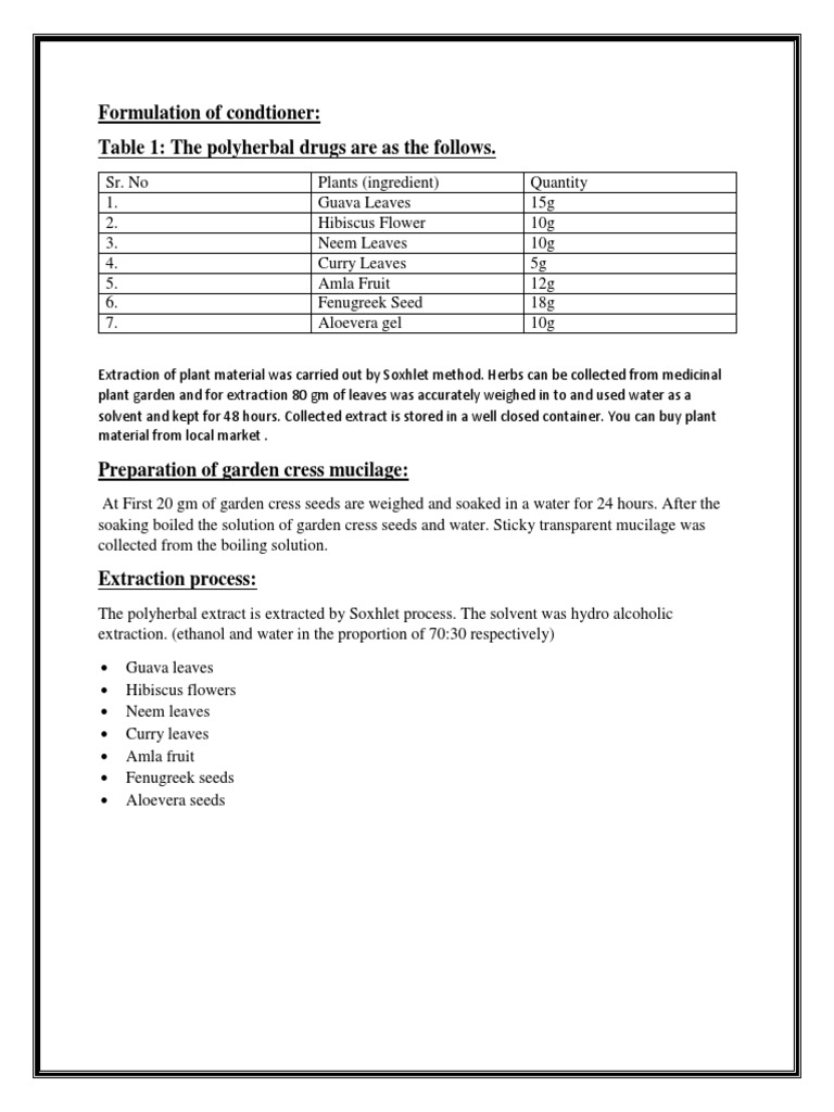 Formulation of Conditioner-5 | PDF | Pharmaceutical Formulation | Seed