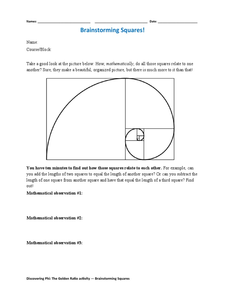 Brainstorming Squares!: You Have Ten Minutes To Find Out How Those ...