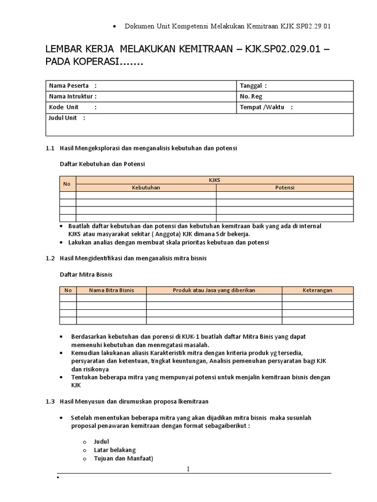 09 - Contoh KK Kemitraan | PDF