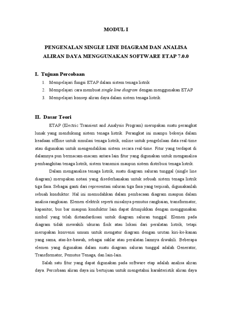 MODUL 1 Pengenalan ETAP | PDF