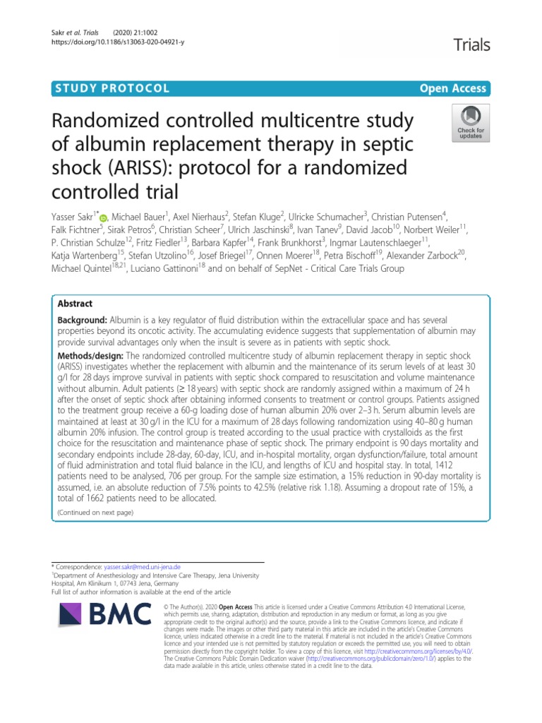 Randomized Controlled Multicentre Study of Albumin Replacement Therapy ...