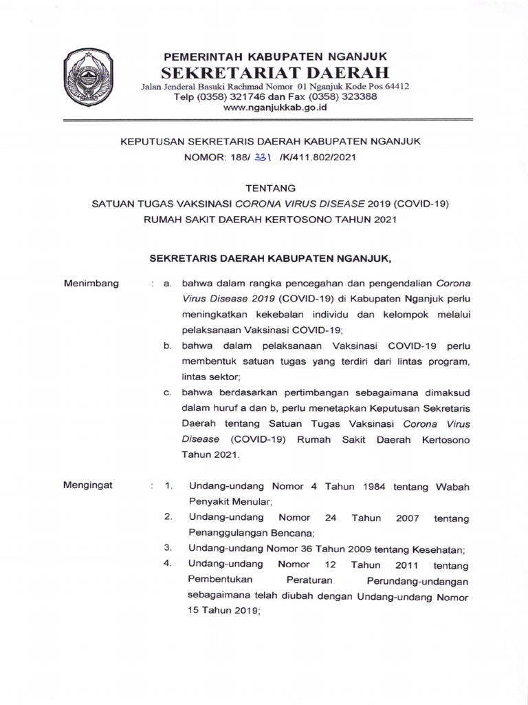 SK Sekda Tim Vaksin (Stempel) | PDF