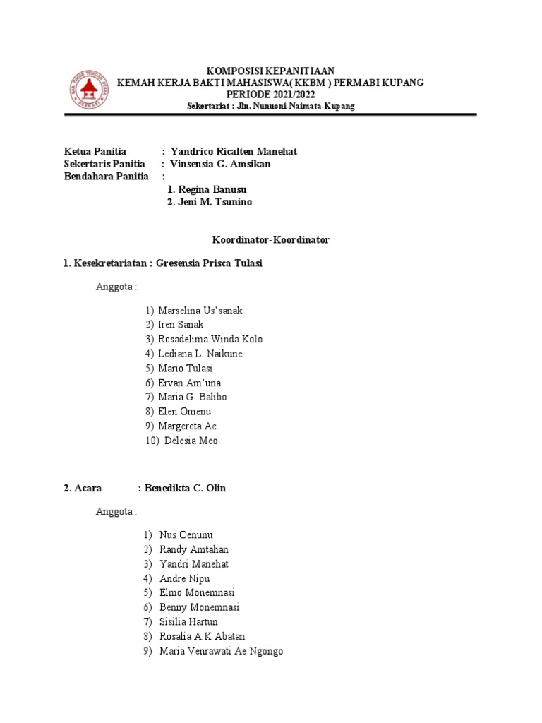 Komposisi Kepanitiaan (KKBM 2021) | PDF