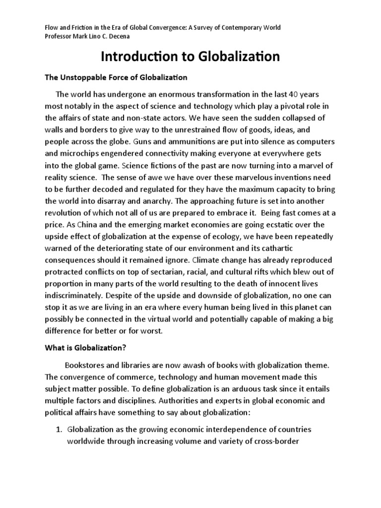Globalization: Flow, Friction, and Future | PDF | Globalization ...