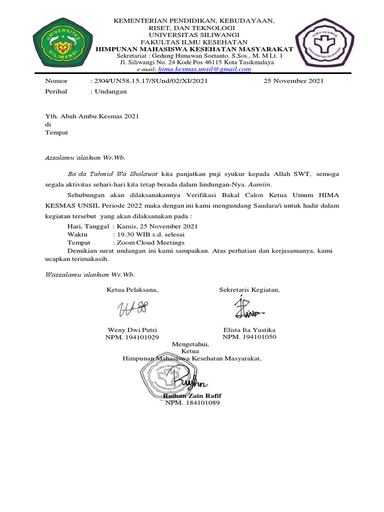 Surat Undangan Verifikasi 2021 | PDF