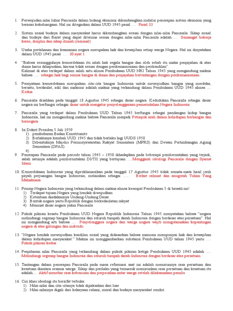 KISI KISI PKN 9 | PDF