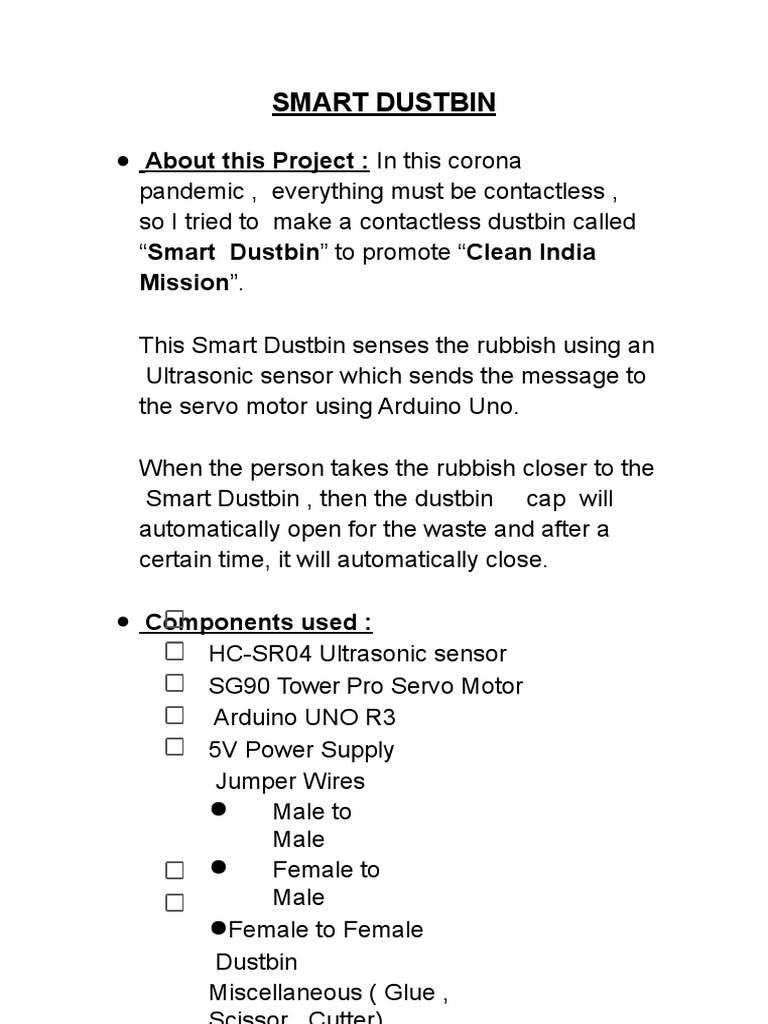 Smart Dustbin | PDF | Arduino | Integrated Development Environment
