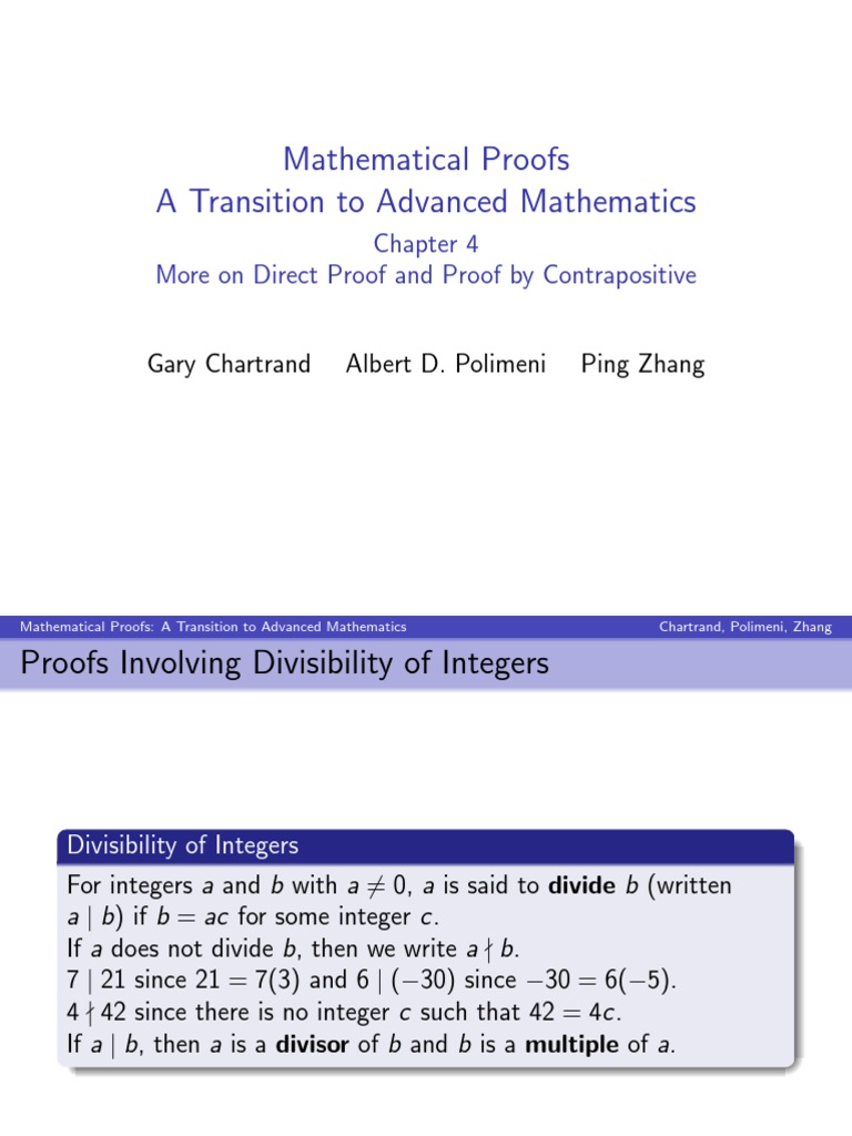 Mathematical Proofs A Transition To Advanced Mathematics: More On ...